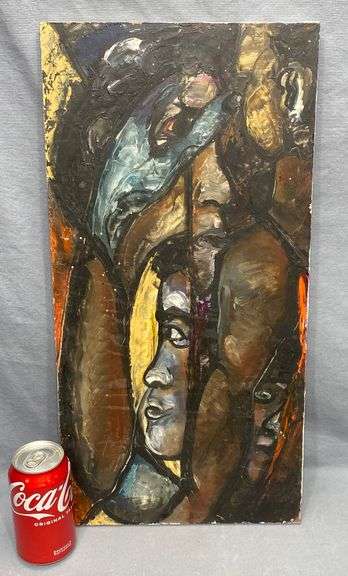 Abstract Portrait Oil Painting - Dixon's Auction at Crumpton