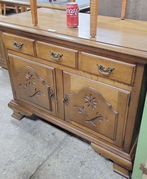 Broyhill Premier Rustic Farmhouse Oak Server, Marks On Top - Dixon's ...