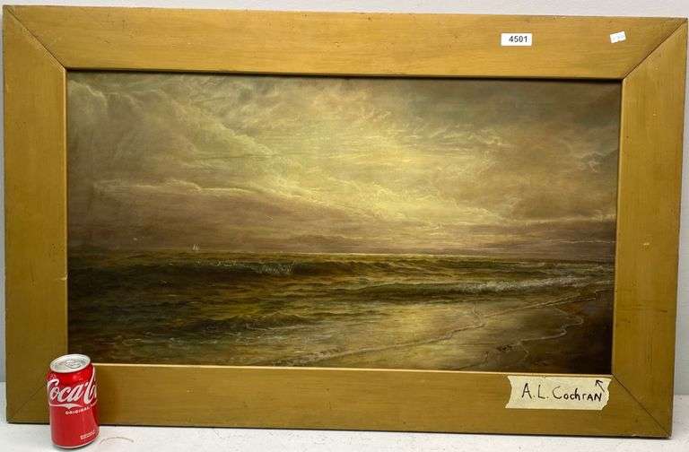 Antique Oil Coastal Scene Painting Signed A.L. Cochran - Dixon's ...