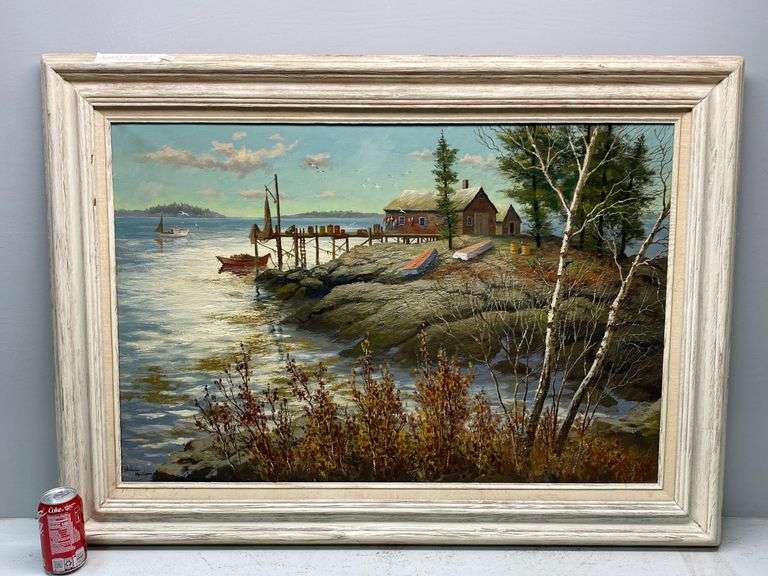 Norman Merritt New England Harbor Scene Painting - Dixon's Auction at ...