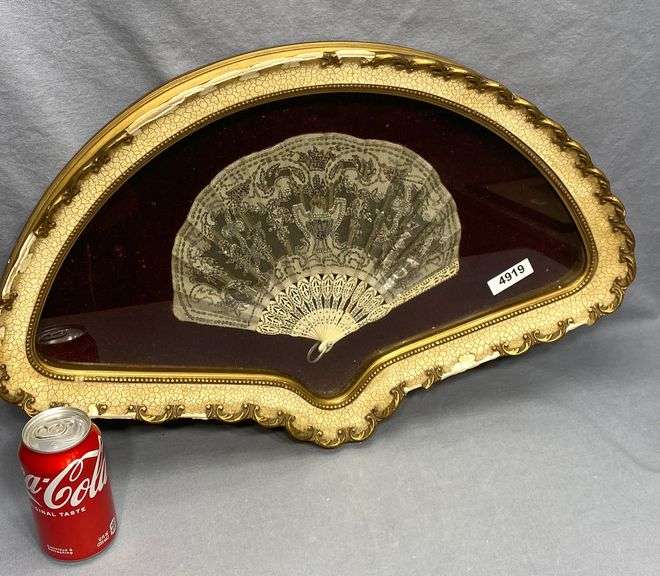 Antique Hand Fan In Shadowbox Frame - Dixon's Auction at Crumpton