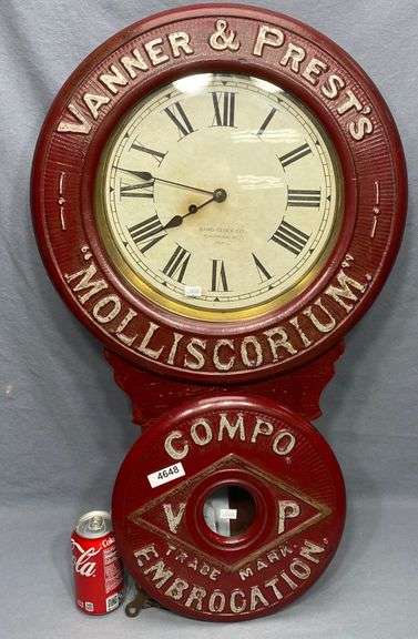 Antique Baird Vanner Prest's Molliscorium Advertising Clock - Dixon's ...