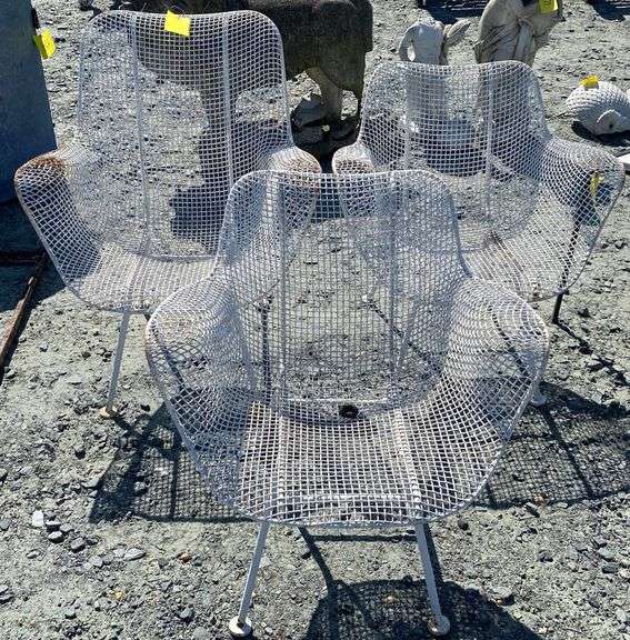 (3) MCM Iron Wire Mesh Outdoor Patio Chairs - Dixon's Auction at Crumpton