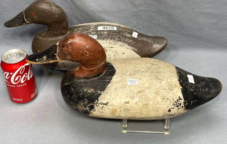 Pair 1938 R. Madison Mitchell Canvasback Duck Decoys - Dixon's Auction ...