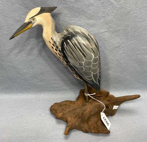 Jimmy Bowden Decorative Blue Heron Carving - Dixon's Auction at Crumpton