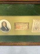 Framed Grouping Including 18 Pence Note Signed By John Hart Signer Of ...