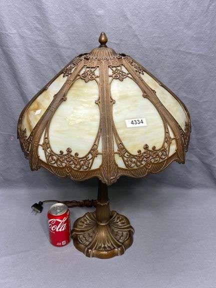 Antique Slag Glass Table Lamp - Dixon's Auction at Crumpton