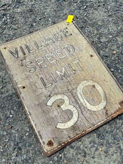 Vintage 30 Mph Village Speed Limit Sign - Dixon's Auction at Crumpton