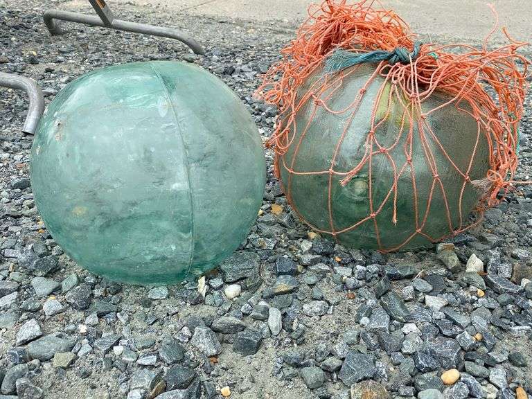 2 Lg Japanese Glass Net Float Balls - Dixon's Auction at Crumpton