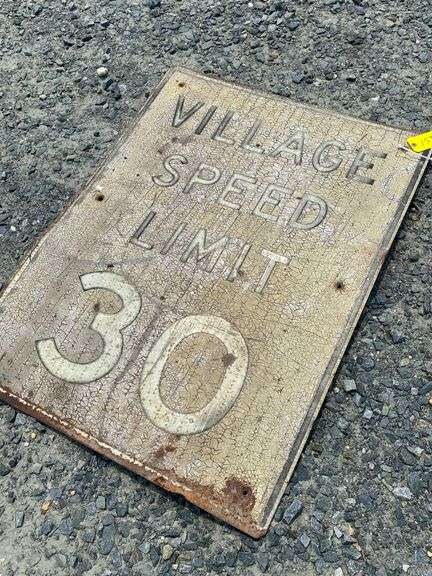 Vintage 30 Mph Village Speed Limit Sign - Dixon's Auction at Crumpton
