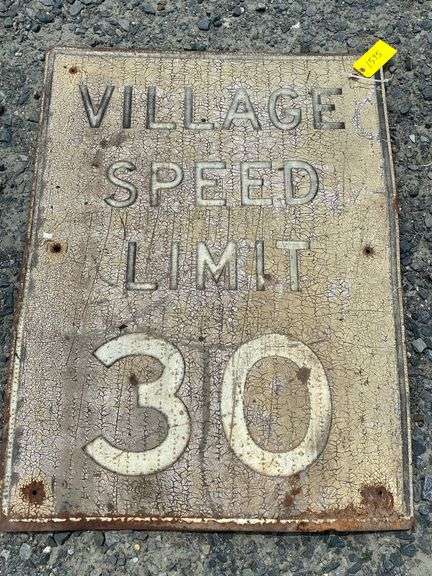 Vintage 30 Mph Village Speed Limit Sign - Dixon's Auction at Crumpton