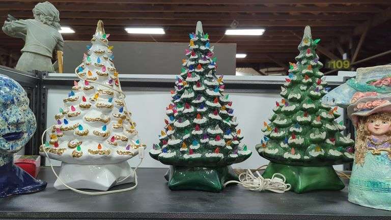 Lot Ceramic Christmas Trees, Art Pottery Bust & Head - Dixon's Auction ...