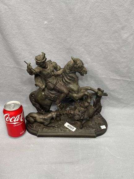 Antique Bronzed Spelter Boar Hunting Sculpture - Dixon's Auction at ...