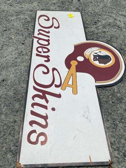 Large Hand Painted Wooden Redskins Sign - Dixon's Auction at Crumpton