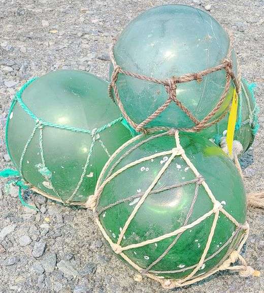(4) XL & Lg Vintage Salvaged Japanese Glass Float Balls - Dixon's ...