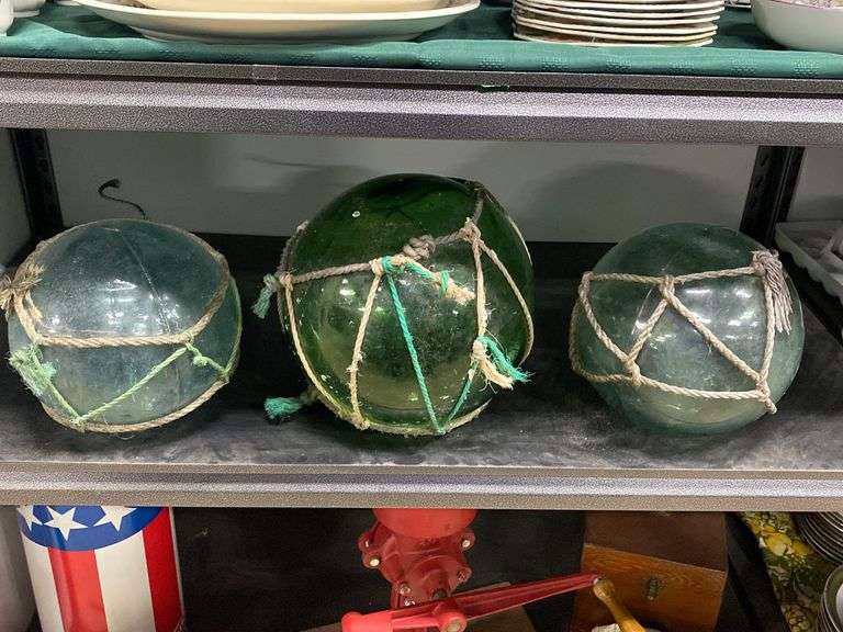 (3) XL & Lg Vintage Japanese Glass Net Float Balls - Dixon's Auction at ...