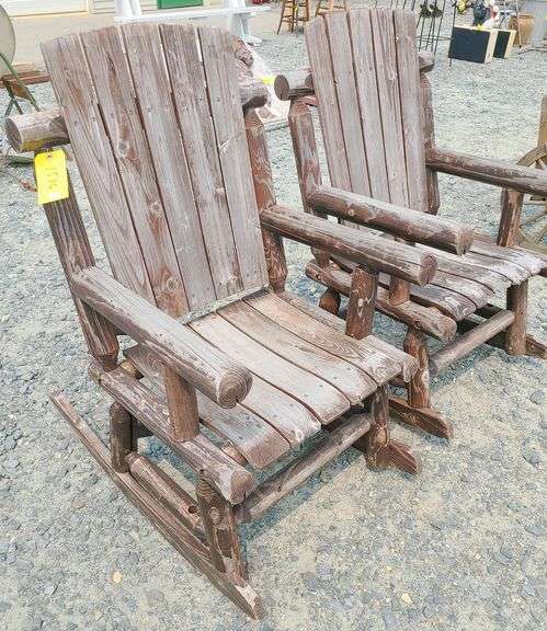 (2) Wooden Adirondack Style Rocking Chairs (As Is-Loose) - Dixon's ...