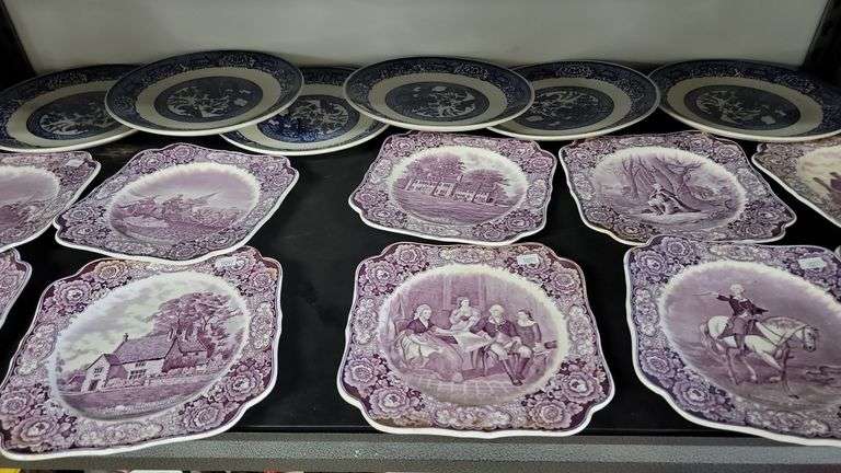 Lot Crown Ducal George Washington Plates + Blue Willow - Dixon's ...