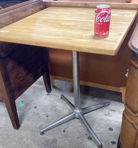 MCM Chrome And Butcher Block Bistro Table - Dixon's Auction at Crumpton