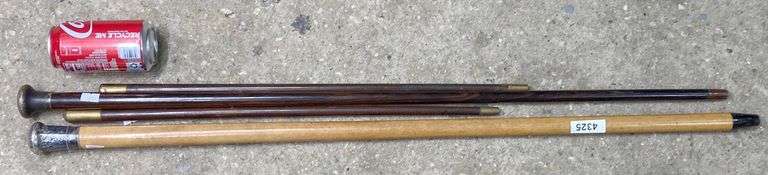 (4) 2 US Marine Corp. Swagger Sticks & 2 Sterling Topped Walking Sticks ...