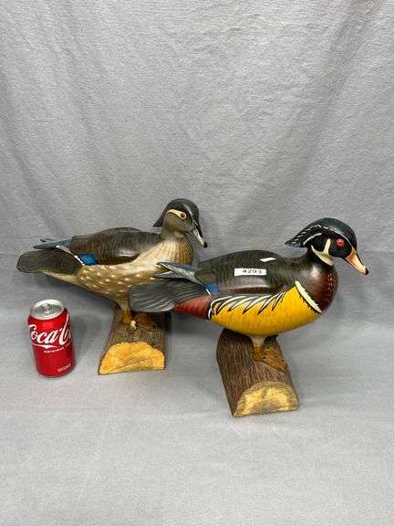 Pair Custom Art Concepts For Ducks Unlimited Wood Duck Sculptures ...