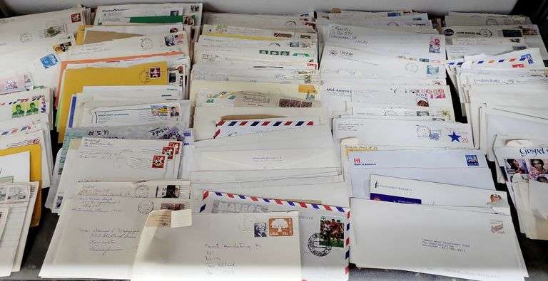 Collection Of Postage Stamps On Letters - Dixon's Auction at Crumpton