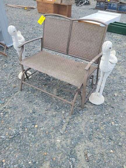 Outdoor Rocking Chair And 2 Wicker Flamingo Planters - Dixon's Auction ...