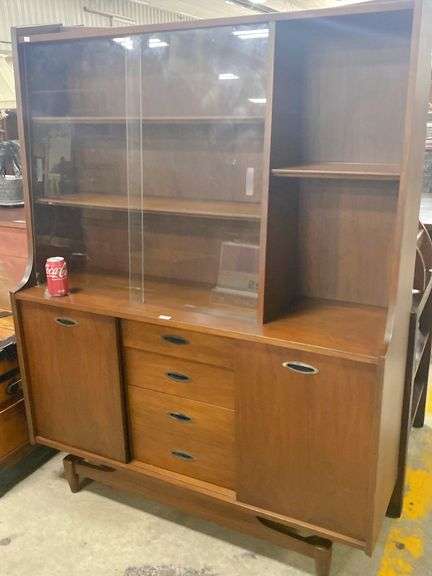 MCM Walnut Sliding Door Hutch Server, Chips To One Door - Dixon's ...