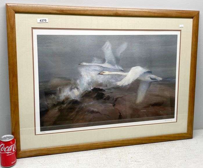Artist-Signed Print Of Swans - Dixon's Auction at Crumpton