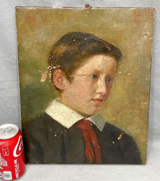 Antique Portrait Of Boy Oil Painting On Canvas - Dixon's Auction at ...