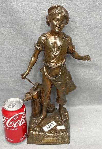 Antique French Bronzed Spelter Sculpture Of Blacksmith - Dixon's ...