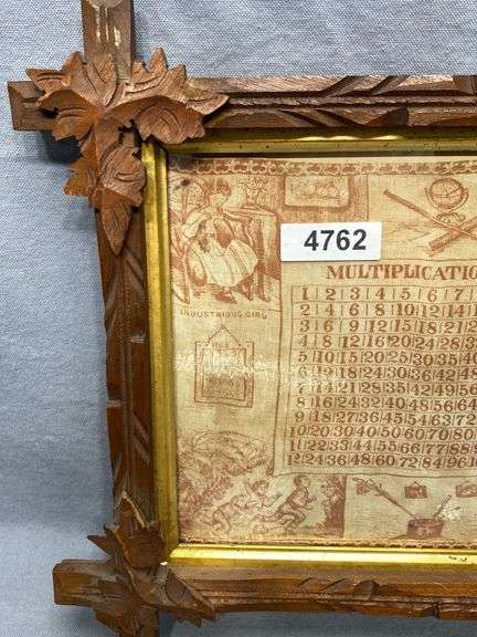 Antique Multiplication Table Tapestry In Frame - Dixon's Auction at ...
