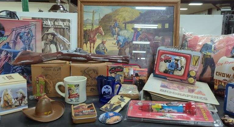 Lot Vintage Western Collectible Toys, Prints, Games, John Wayne, Lone ...