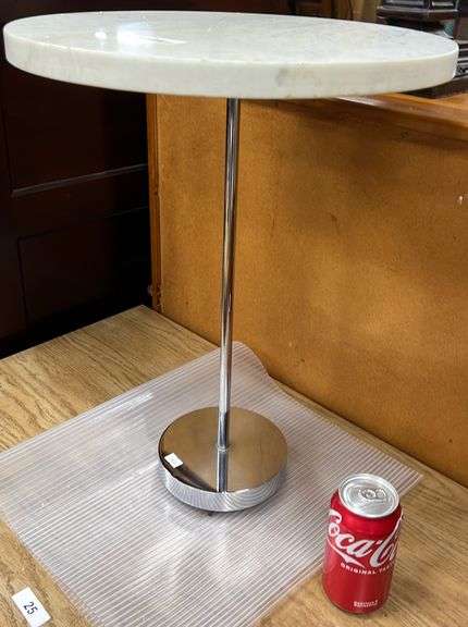 MCM Marble Top Chrome Cocktail Table - Dixon's Auction at Crumpton