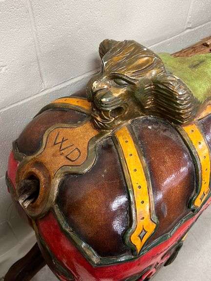 Carved And Painted Wood Carousel Horse, Rot Around Pole Hole - Dixon's ...