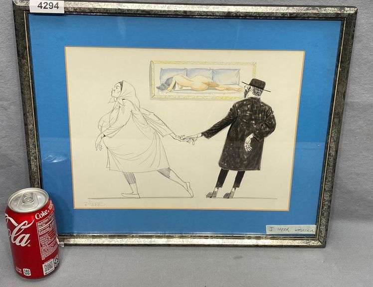 J. Herr Watercolor Painting - Dixon's Auction at Crumpton