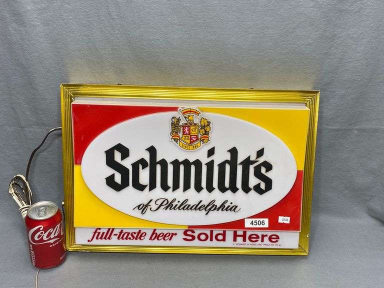 Vintage Schmidt's Beer Advertising Lighted Sign - Dixon's Auction at ...