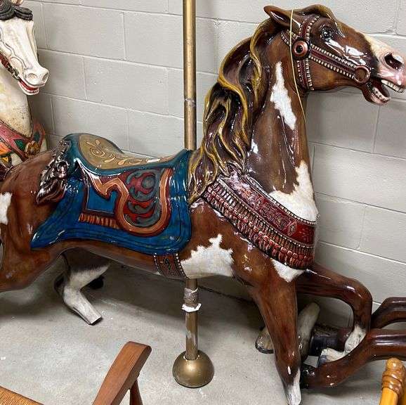 Whimsical Painted Fiberglass Carousel Horse, As-Is - Dixon's Auction at ...