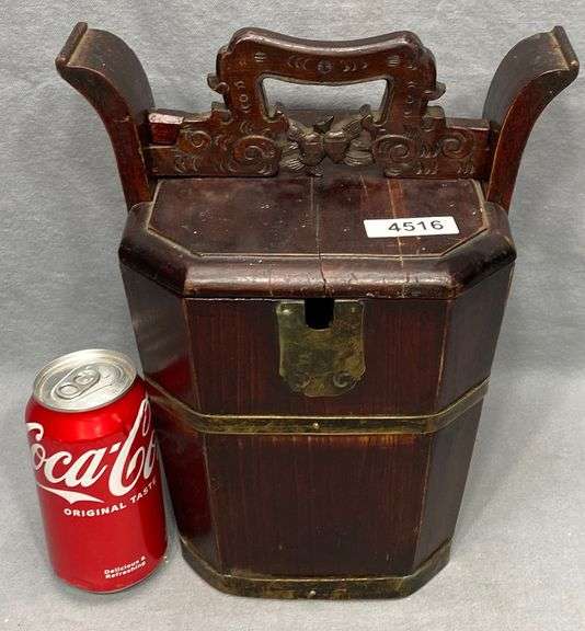 Asian Carved & Brass Banded Box - Dixon's Auction at Crumpton