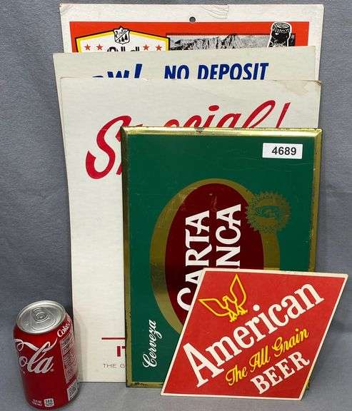 5 Vintage Beer Advertising Signs - Dixon's Auction at Crumpton
