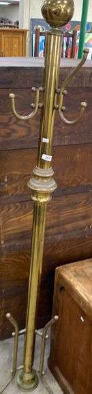 Antique Brass Hall Tree, One Hook Broken - Dixon's Auction at Crumpton
