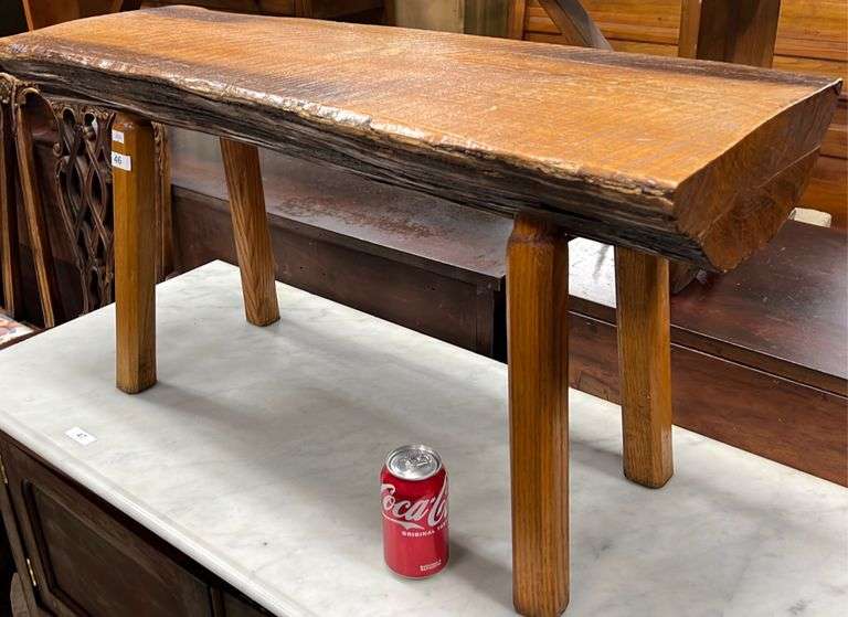 MCM Live Edge Slab Top Bench - Dixon's Auction at Crumpton