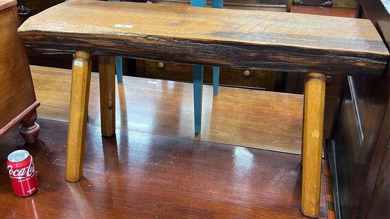 MCM Live Edge Slab Top Bench - Dixon's Auction at Crumpton