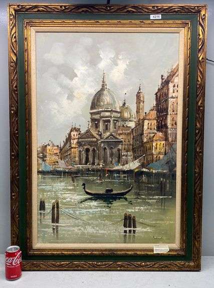 Framed Italian Cityscape Painting Signed Montinelli - Dixon's Auction ...