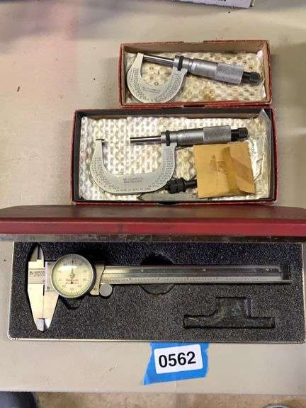 (2) Starrett Micrometers & Dial Caliper - Delaware Auction Center