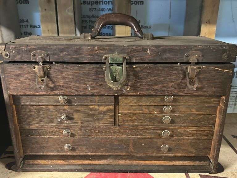 Vintage Wooden Machinist Chest (As-Is) - Delaware Auction Center