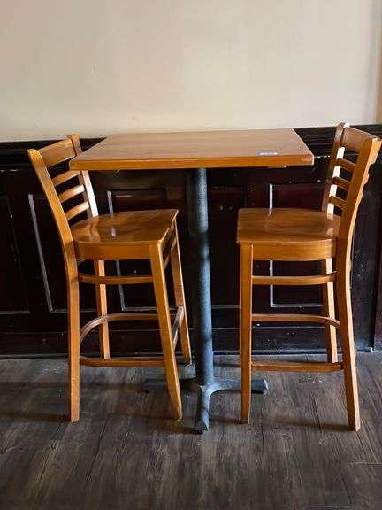 (2) Person butcher block high top table w/2 chairs - Delaware Auction ...