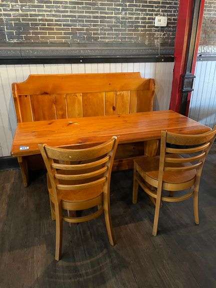 Butcher Block table, 2 chairs and a high back bench seat - Delaware ...