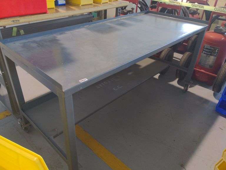 Mobile Steel Industrial Work Table w/ Bottom Shelf - Delaware Auction ...