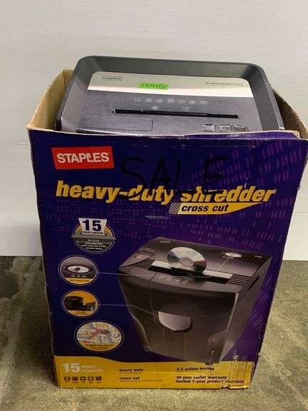 Staples Heavy Duty Paper Shredder - Delaware Auction Center